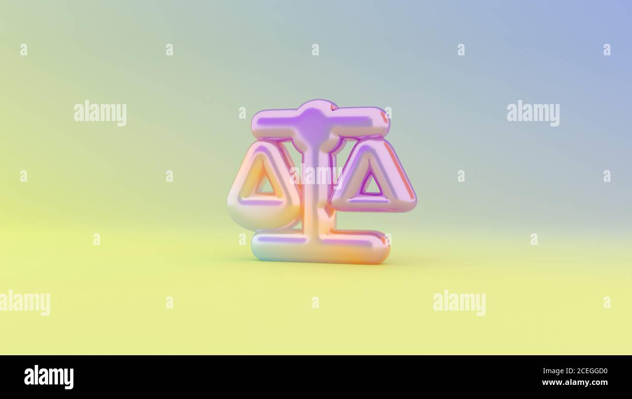 Colorful vibrant 3d rendering puffed symbol of balance scale on colored ...