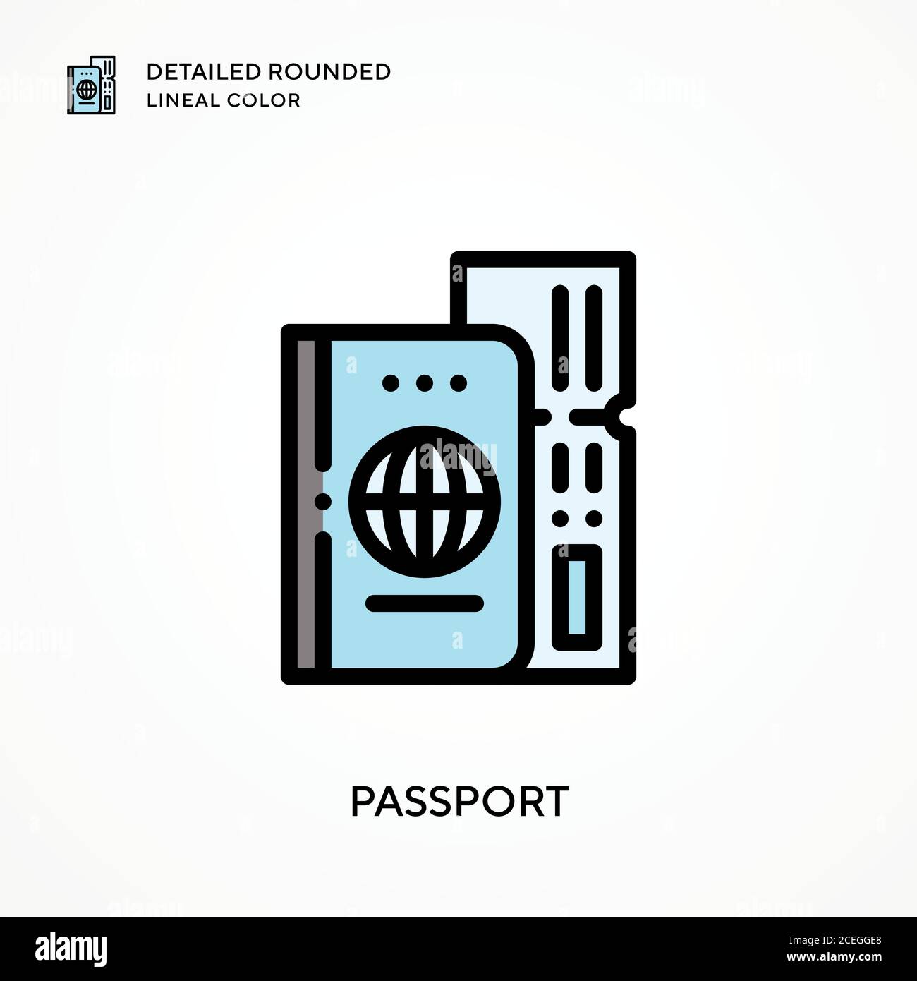 Passport detailed rounded lineal color. Modern vector illustration ...