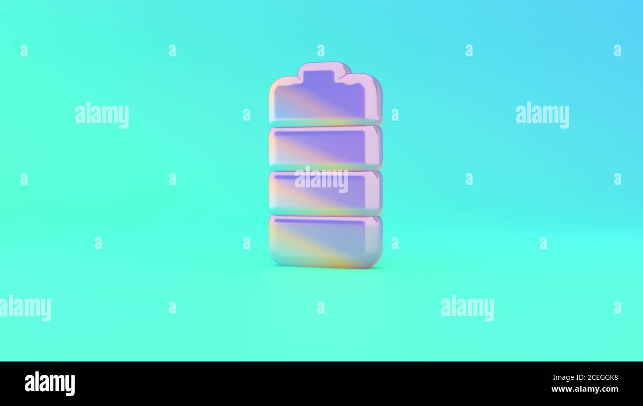 Colorful vibrant 3d rendering puffed vertical symbol of full charged ...