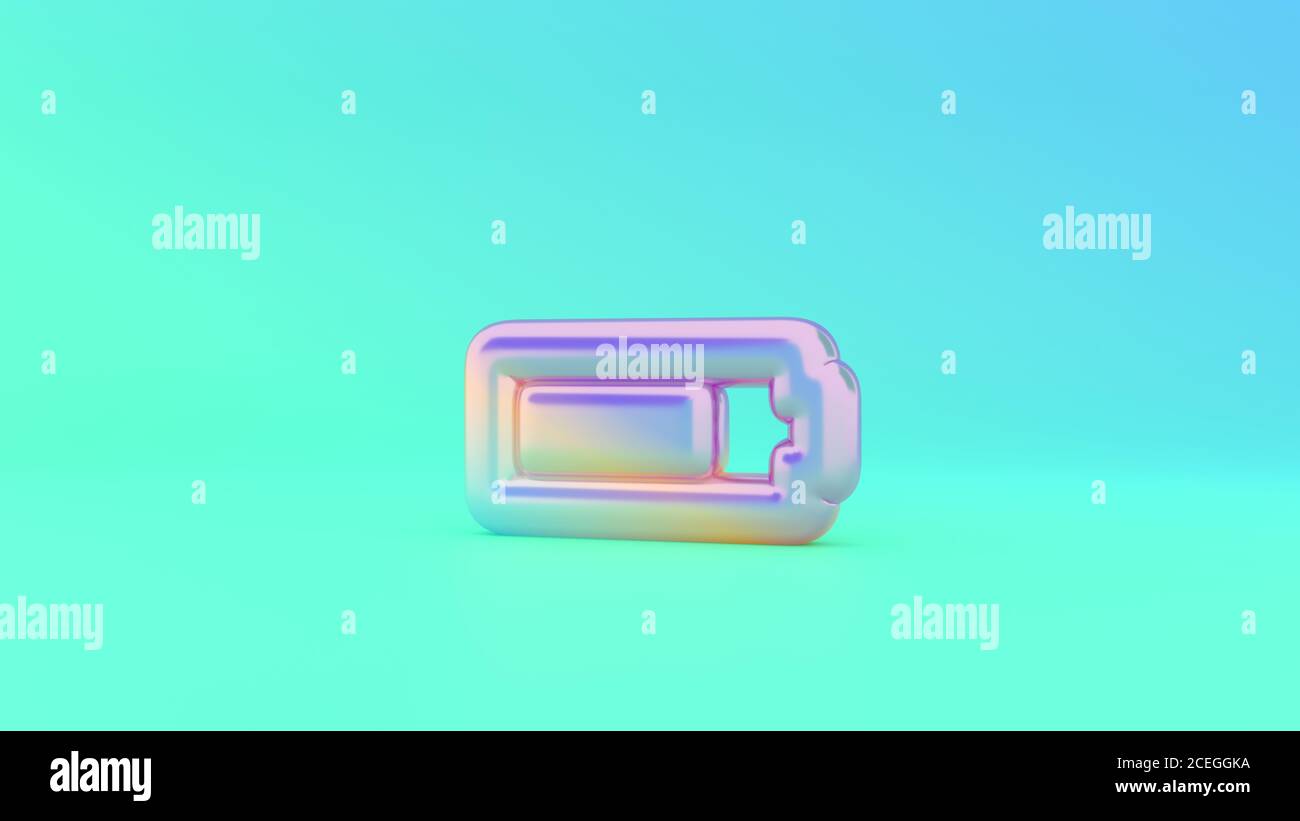 Colorful vibrant 3d rendering puffed horizontal symbol of battery three ...