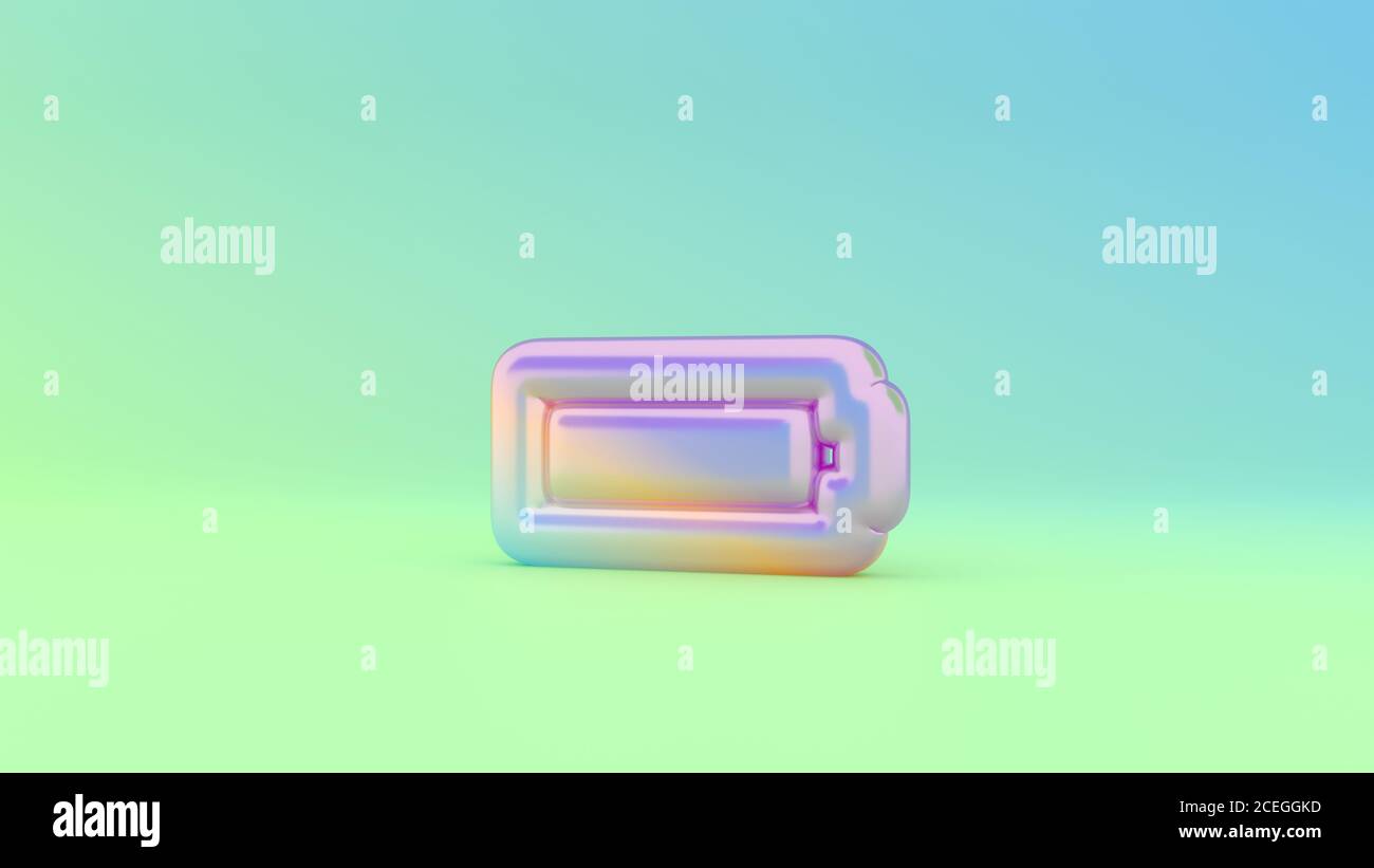 Colorful vibrant 3d rendering puffed horizontal symbol of battery full ...