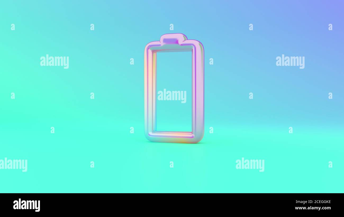 Colorful vibrant 3d rendering puffed vertical symbol of empty battery ...