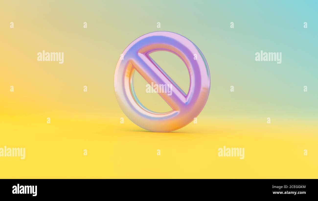 Colorful vibrant 3d rendering puffed symbol of circle ban sign on ...