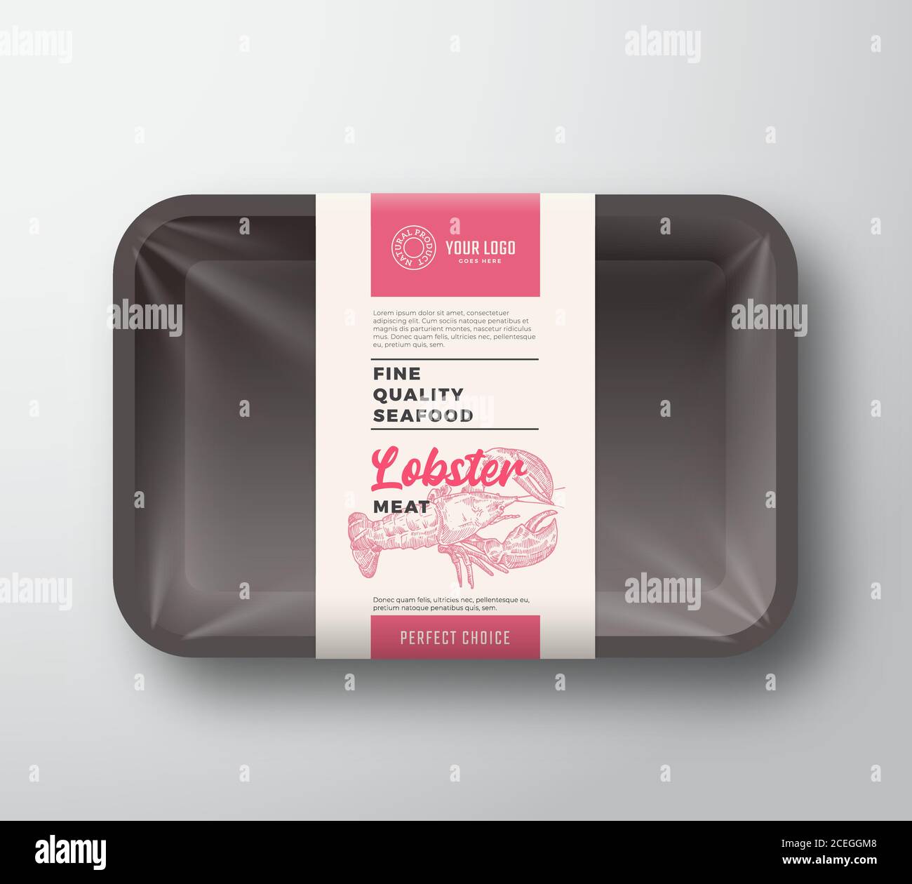 Premium Seafood Pack. Abstract Vector Plastic Tray Container with ...