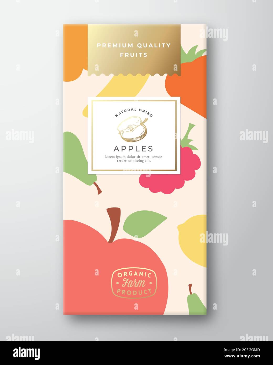 Dried Fruits Label Packaging Design Layout. Abstract Vector Paper Box ...