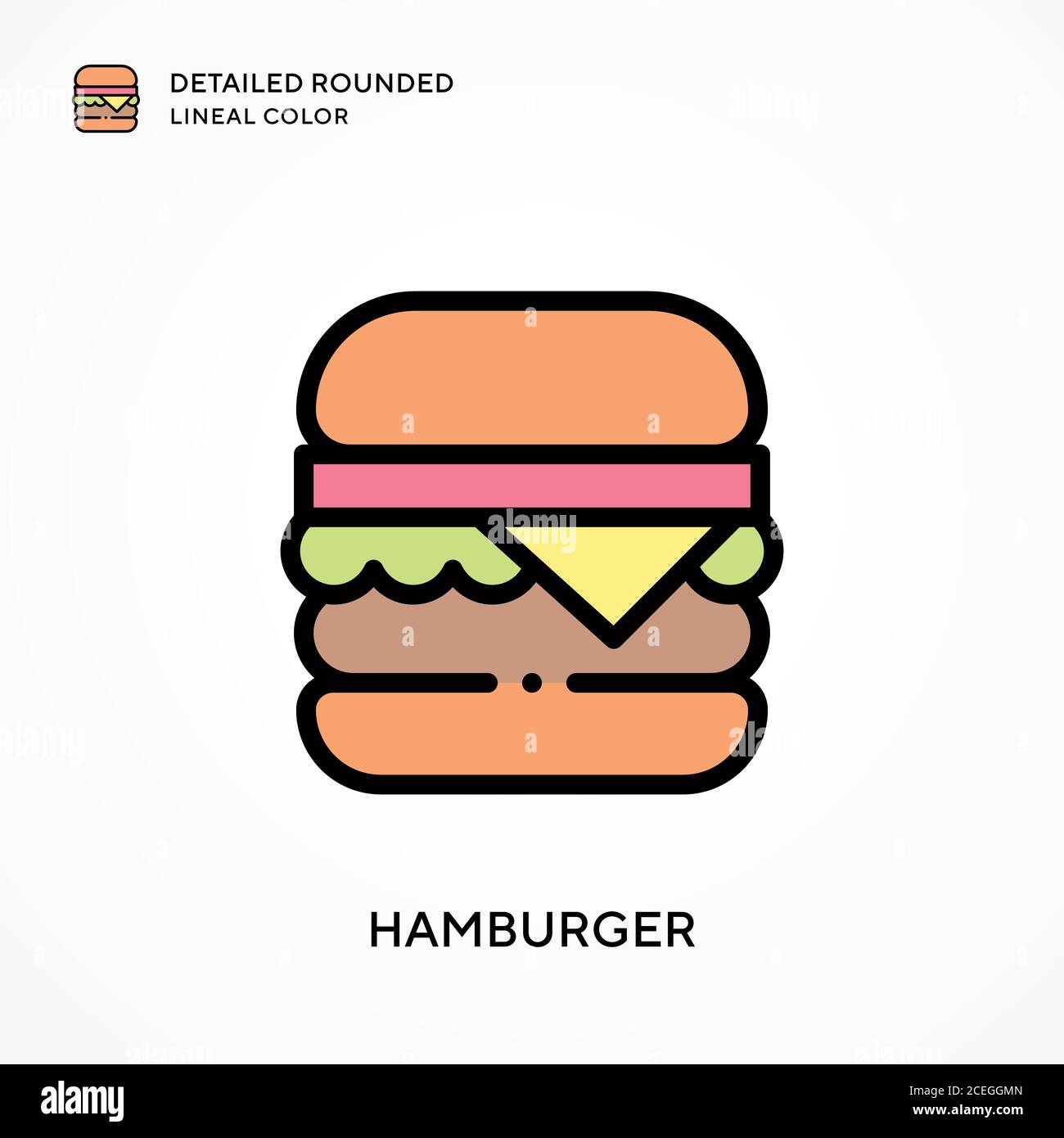 Hamburger detailed rounded lineal color. Modern vector illustration concepts. Easy to edit and ...