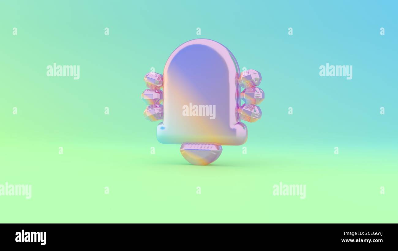 Colorful vibrant 3d rendering puffed symbol of bell with sound waves on ...