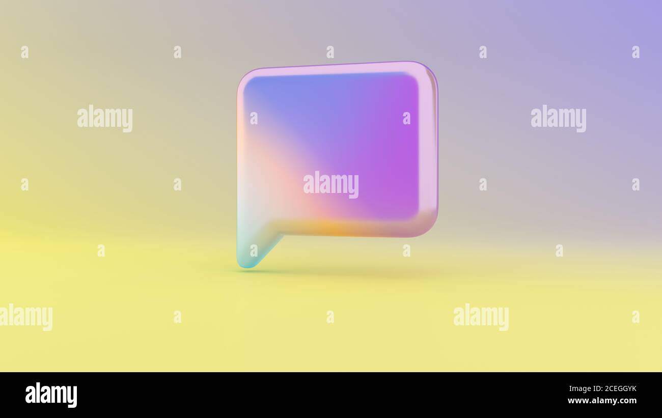 Colorful Vibrant 3d Rendering Puffed Symbol Of Black Bubble Speech With Sharp Pointer On Colored