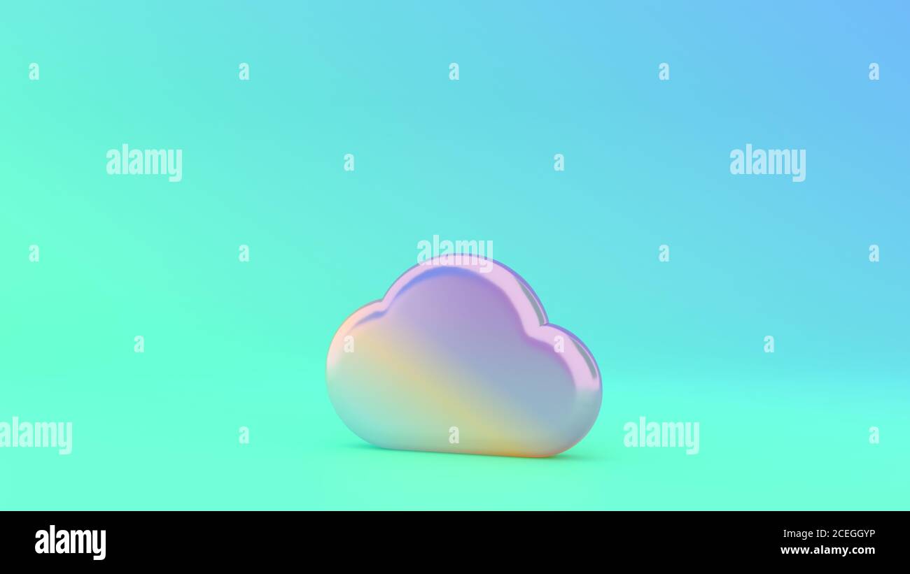 Colorful vibrant 3d rendering puffed symbol of filled cloud on colored ...