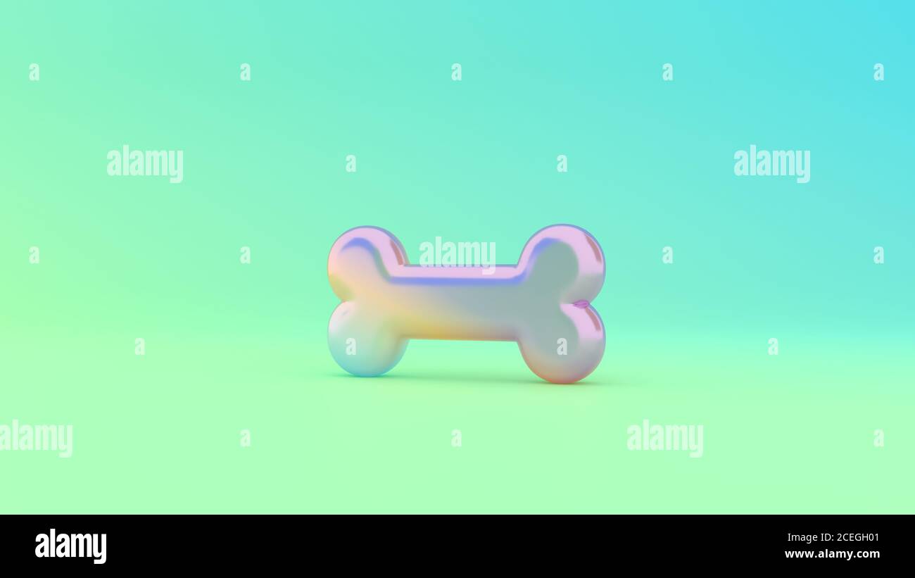 Colorful vibrant 3d rendering puffed symbol of single bone on colored ...