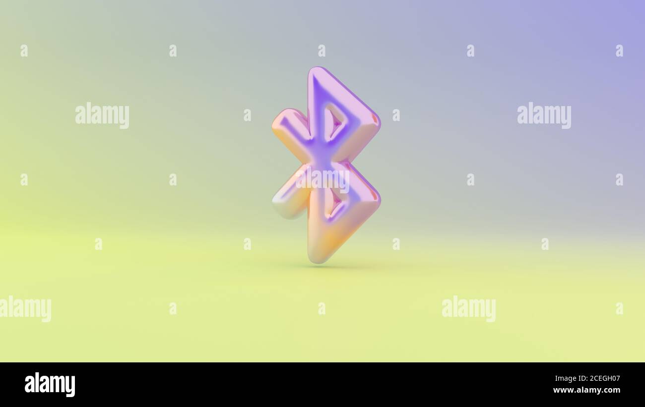 Colorful vibrant 3d rendering puffed symbol of Bluetooth on colored ...