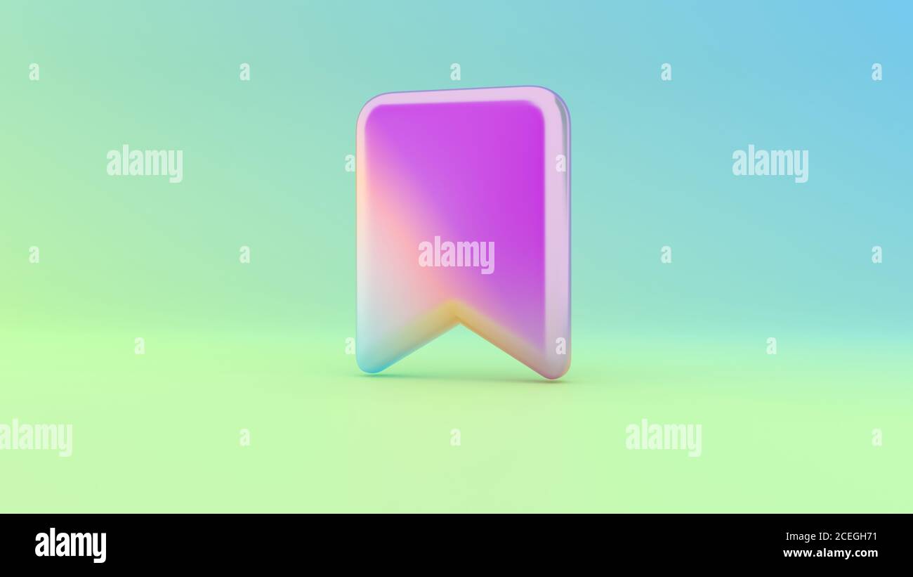 Colorful vibrant 3d rendering puffed symbol of bookmark on colored ...