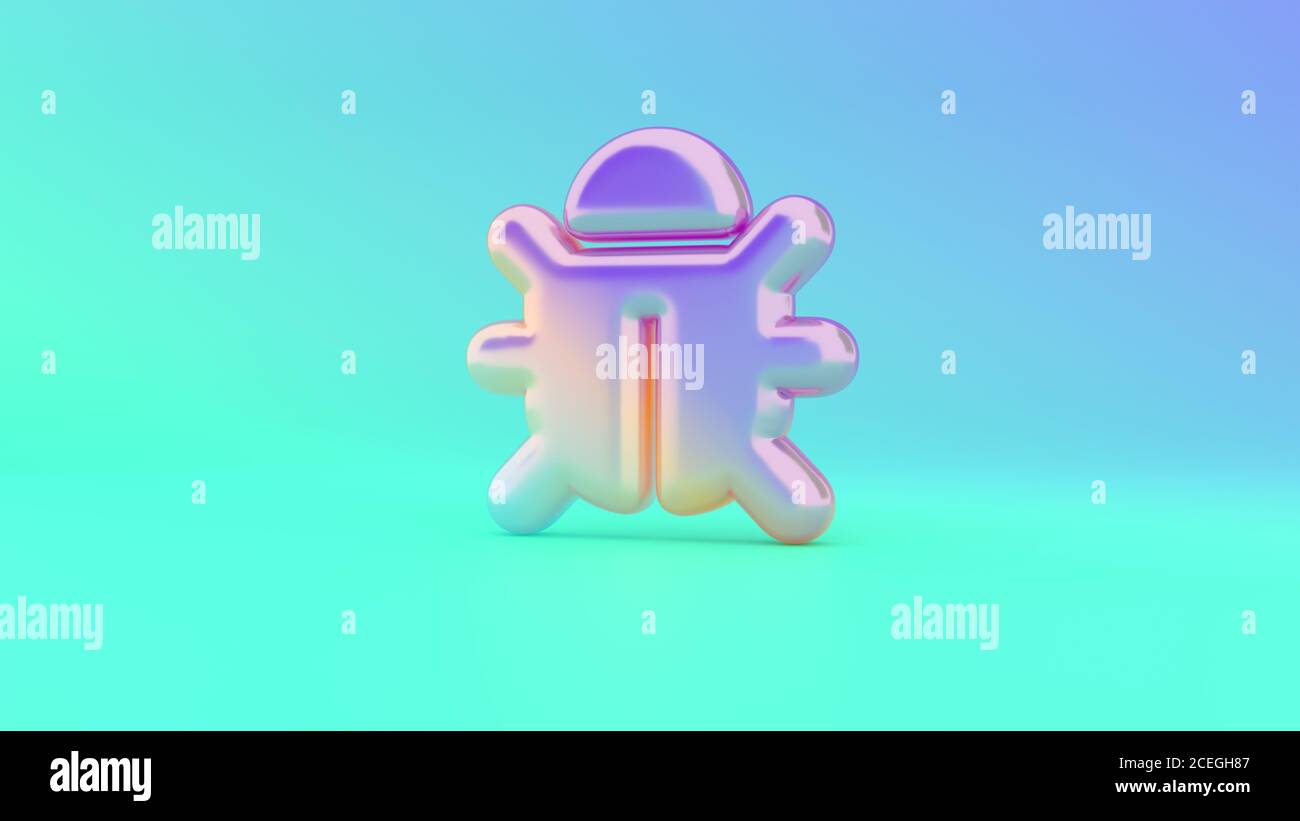 Colorful vibrant 3d rendering puffed symbol of bug with six legs on ...