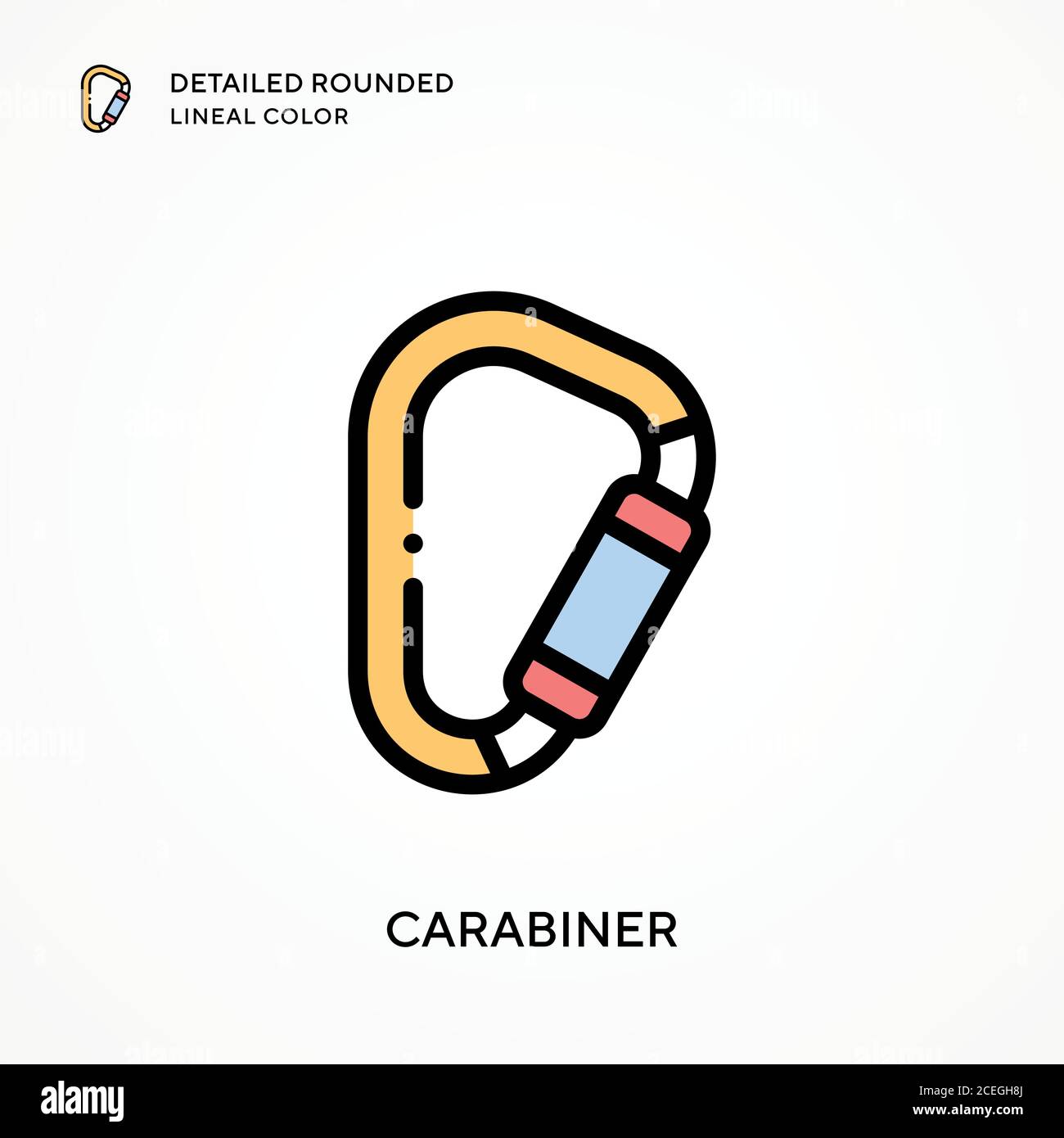 Carabiner detailed rounded lineal color. Modern vector illustration ...