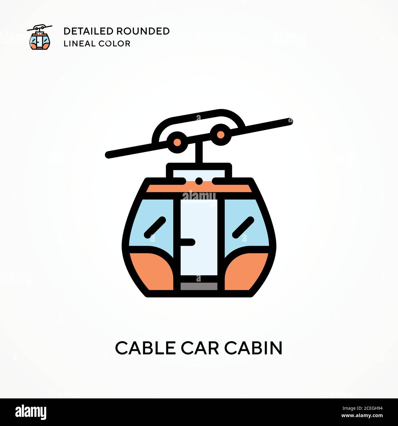 Cable car cabin detailed rounded lineal color. Modern vector ...