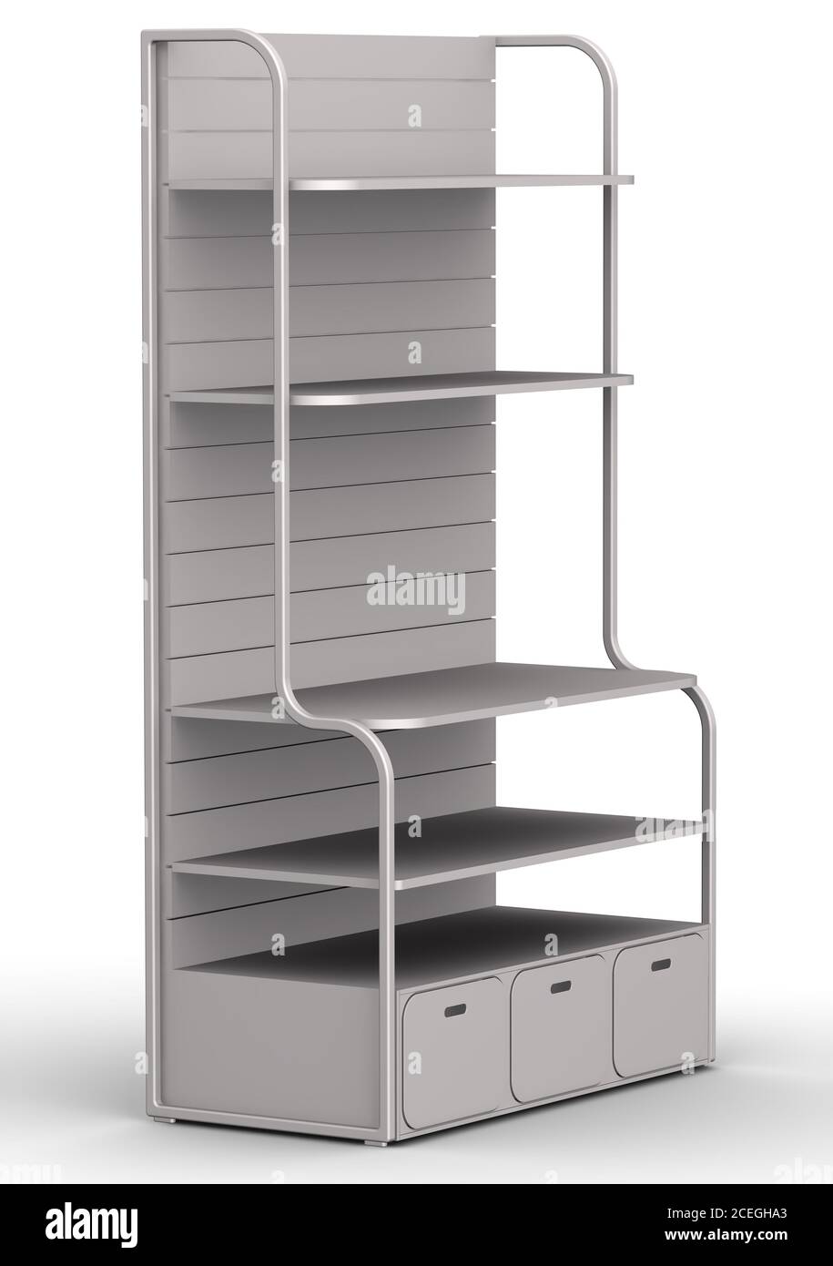 Trading rack. Empty shopping rack on a white surface Stock Photo - Alamy