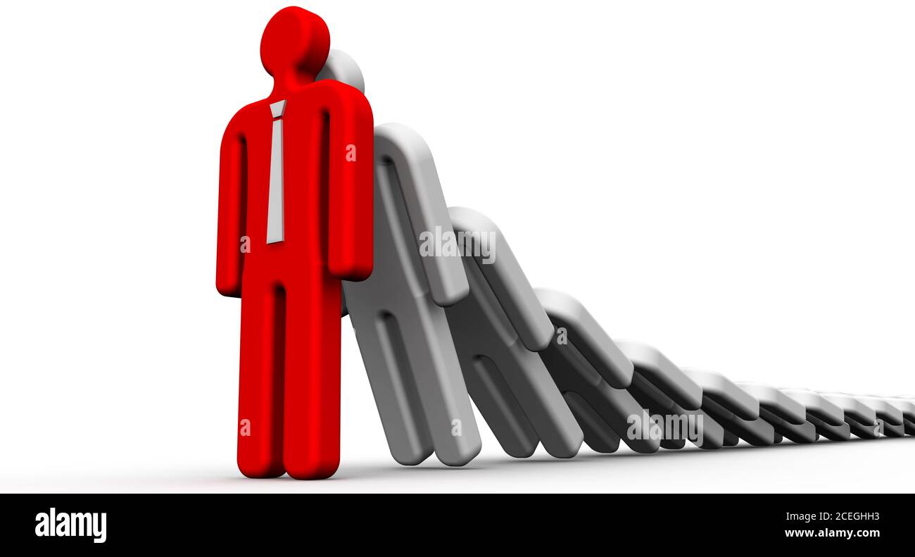 The real leader’s symbol keeps his team from falling. 3D illustration ...