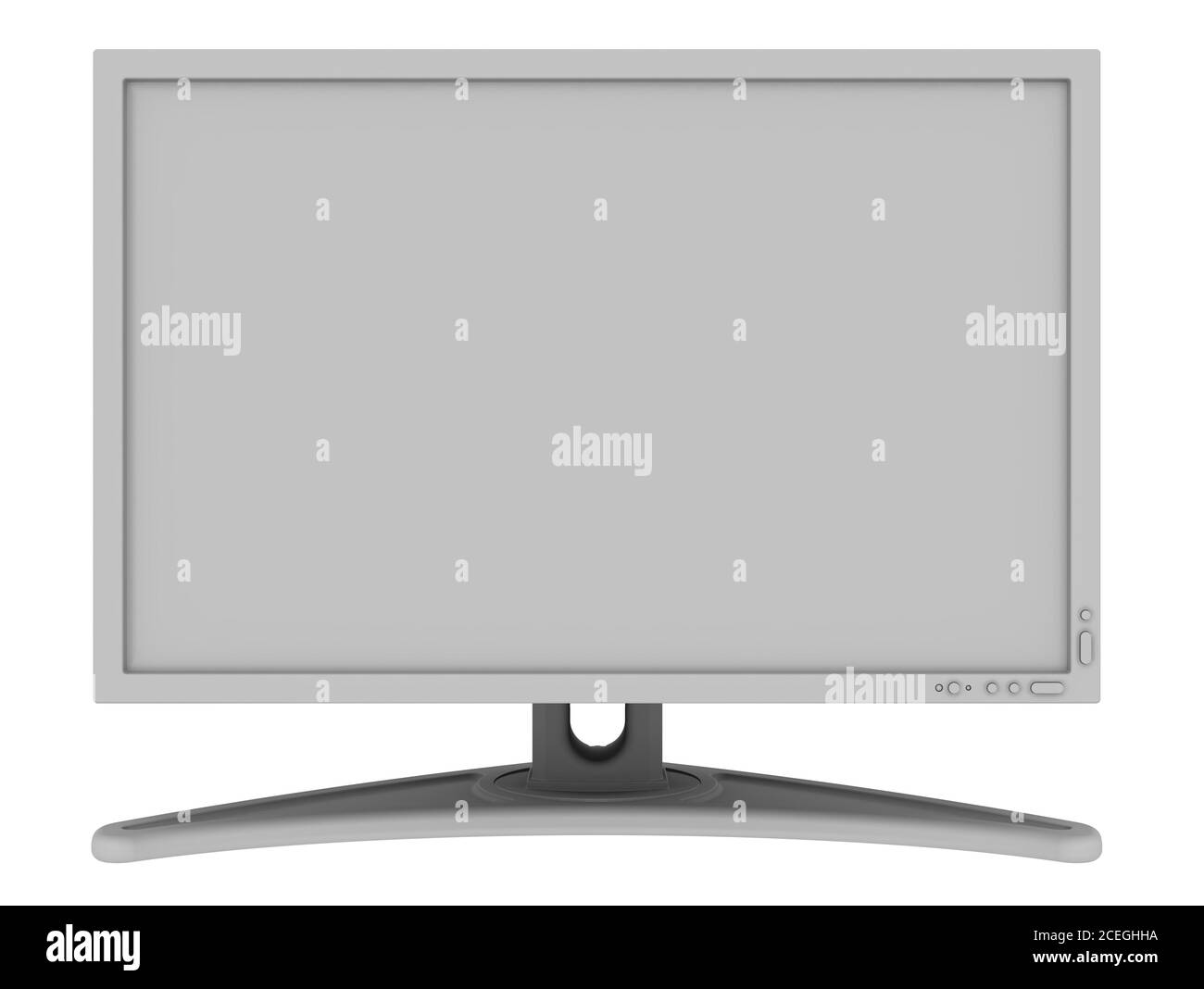 Monitor with blank screen. Gray monitor with blank screen on white ...