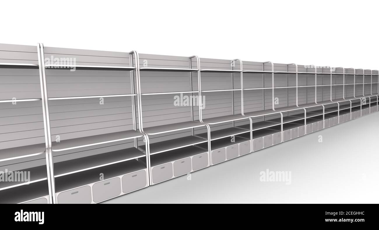 Trading racks in a row. Empty shopping racks standing in a row on a ...
