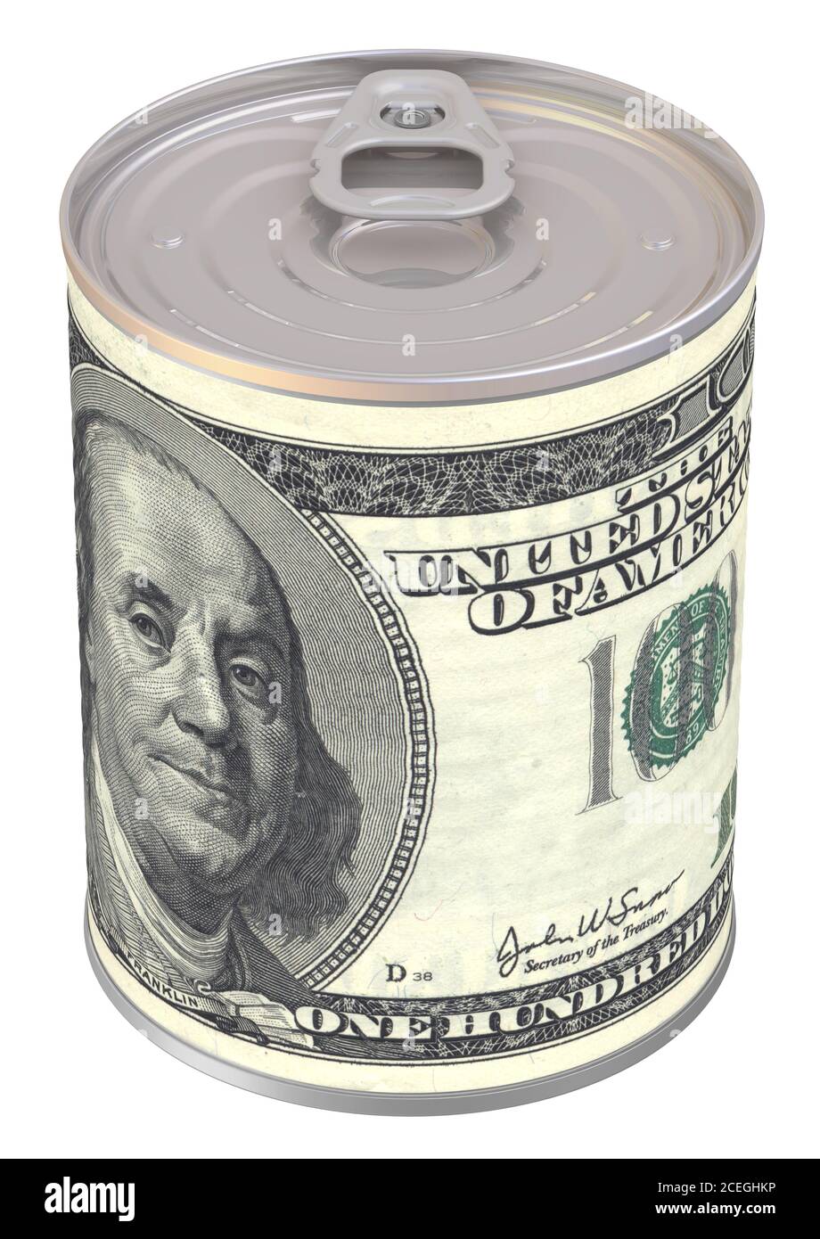 Financial reserve in the US dollars. Tin can with a label in the form ...