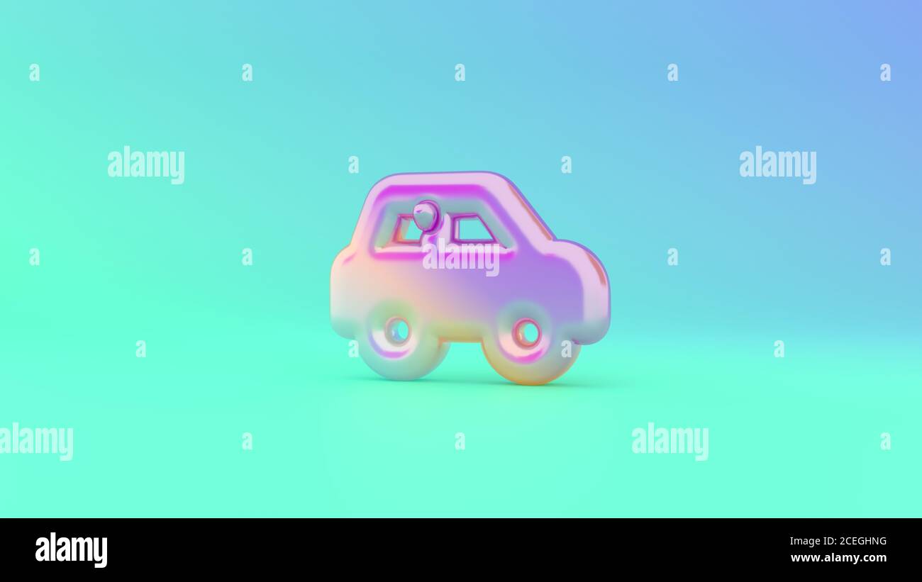 Colorful vibrant 3d rendering puffed symbol of car side on colored ...