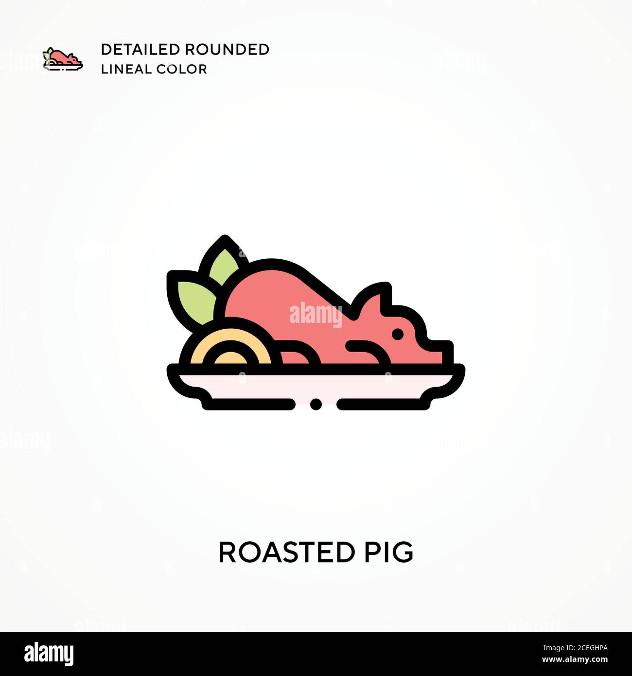Roasted pig detailed rounded lineal color. Modern vector illustration concepts. Easy to edit and ...