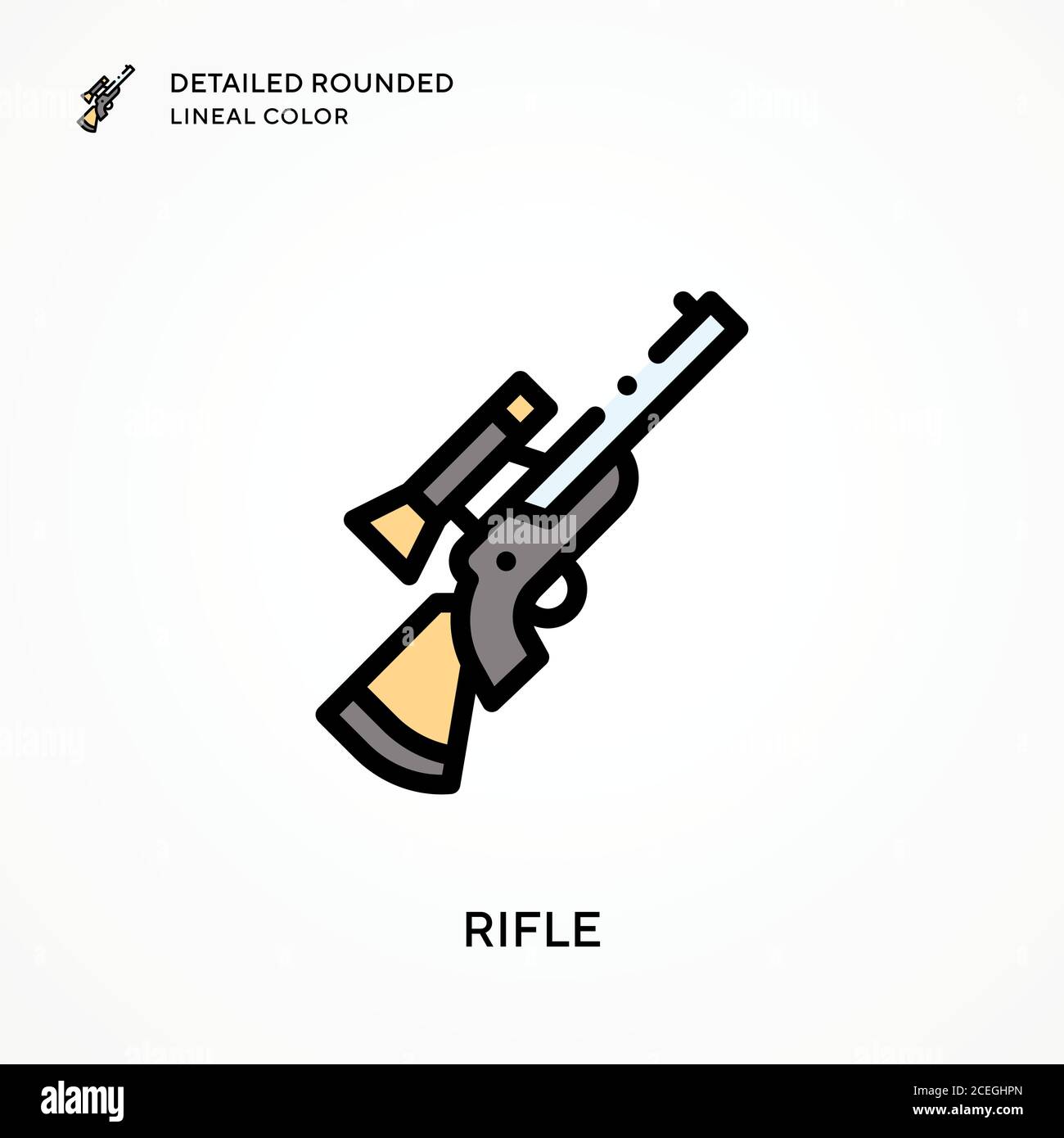 Rifle detailed rounded lineal color. Modern vector illustration concepts. Easy to edit and ...