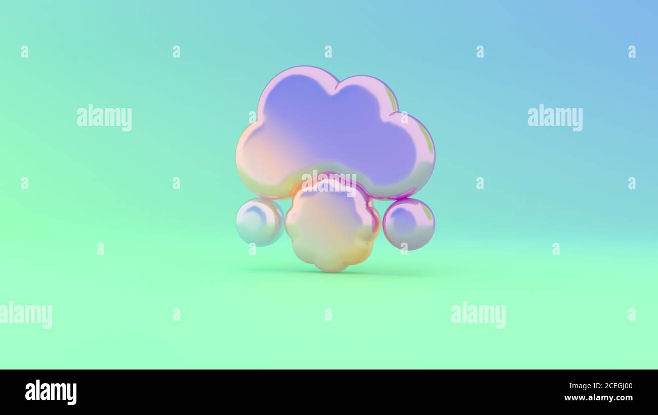 Colorful vibrant 3d rendering puffed symbol of cloud falling meatball ...