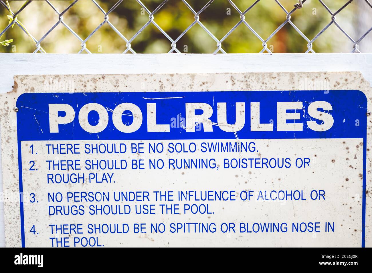 Old swimming pool rules hi-res stock photography and images - Alamy