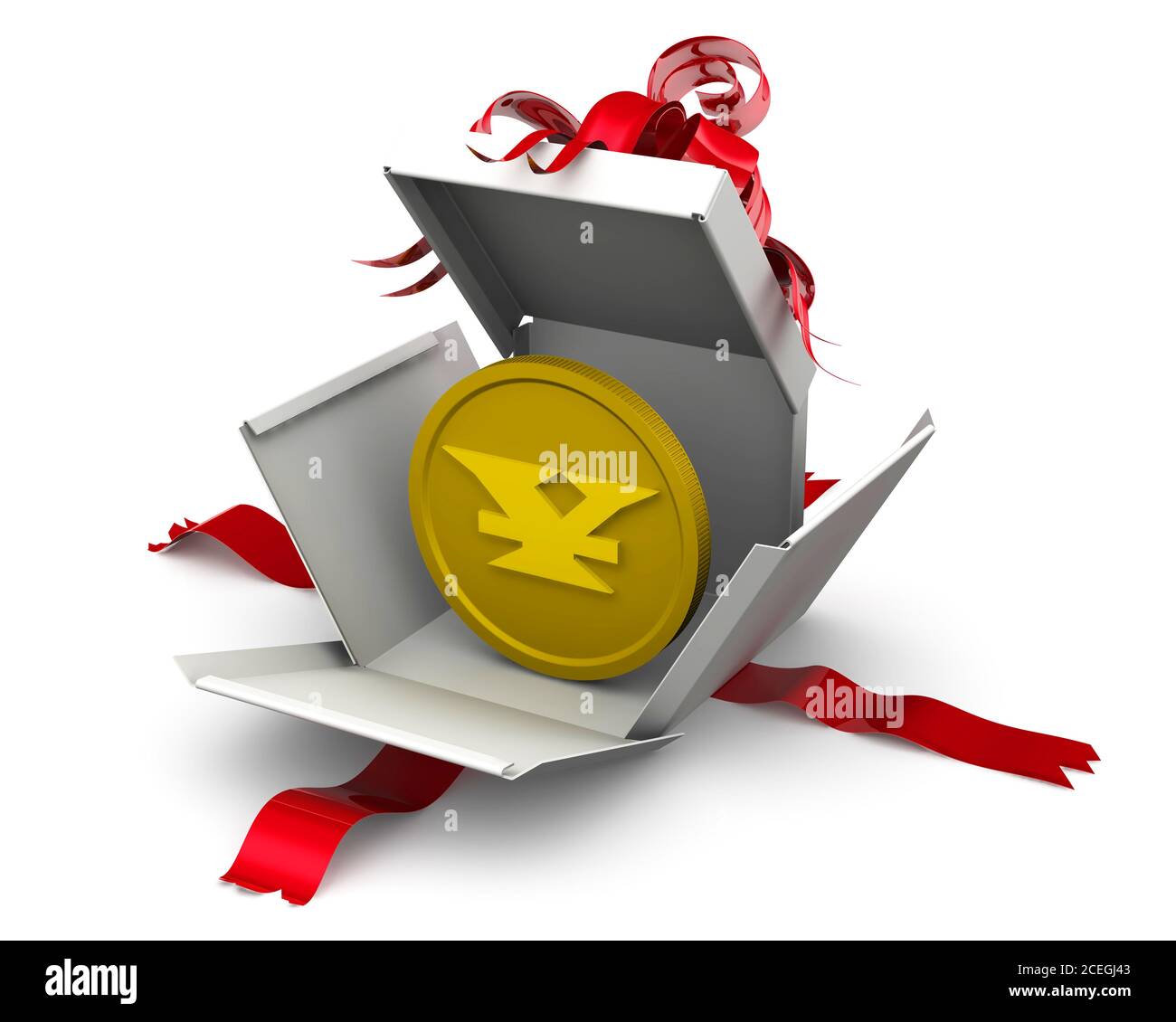 Money as a gift. The coin with the symbol of the Chinese currency (yuan ...