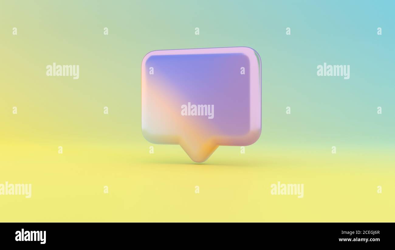 Colorful vibrant 3d rendering puffed symbol of rectangular chat bubble ...
