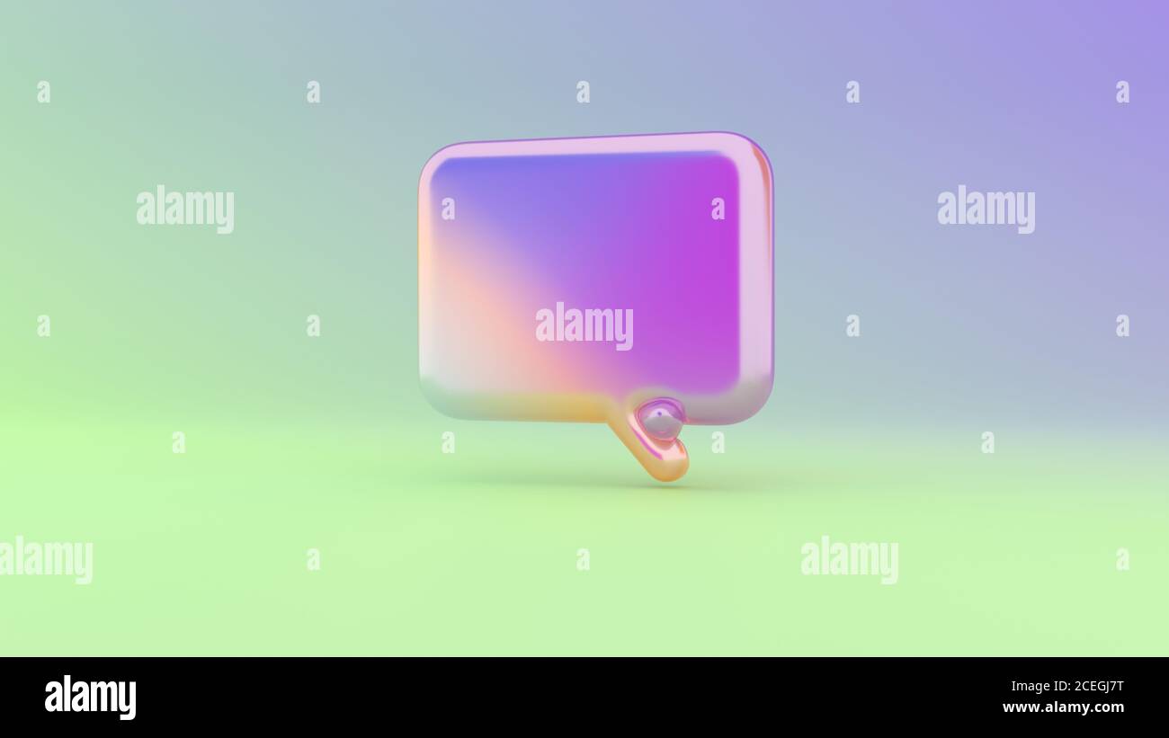 Colorful vibrant 3d rendering puffed symbol of rectangular chat bubble ...