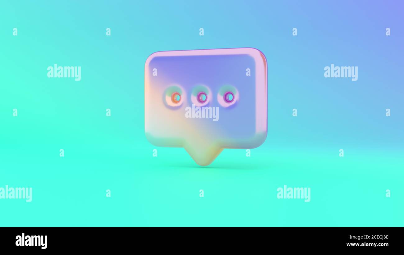 Colorful vibrant 3d rendering puffed symbol of rectangular rounded chat ...