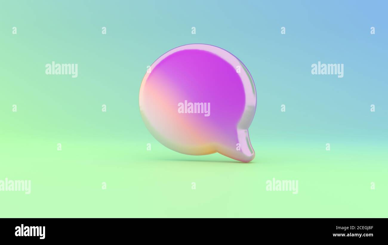 Colorful vibrant 3d rendering puffed symbol of rounded chat bubble on ...