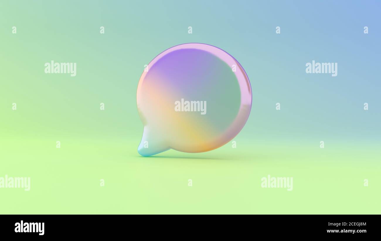 Colorful vibrant 3d rendering puffed symbol of rounded chat bubble on ...