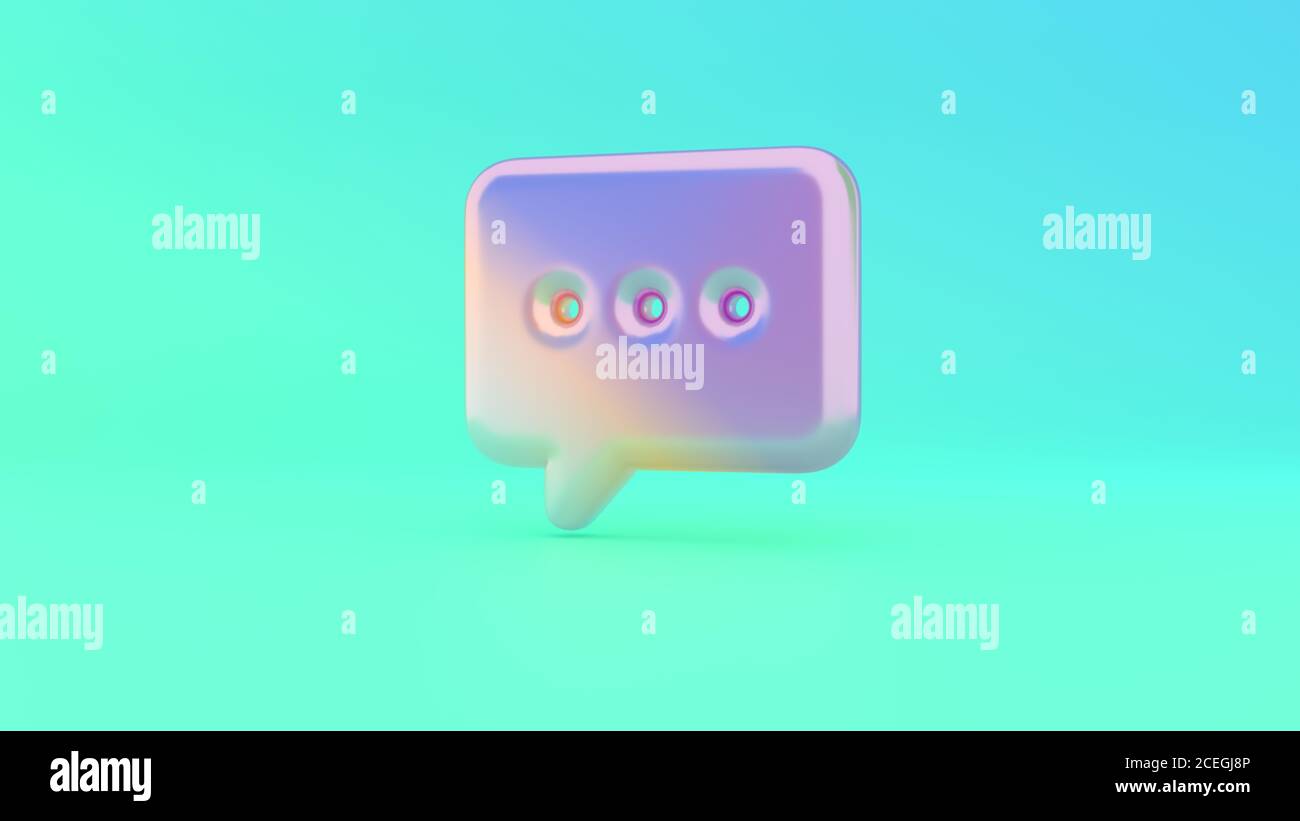 Colorful Vibrant 3d Rendering Puffed Symbol Of Rectangular Rounded Chat Bubble With Three Dots