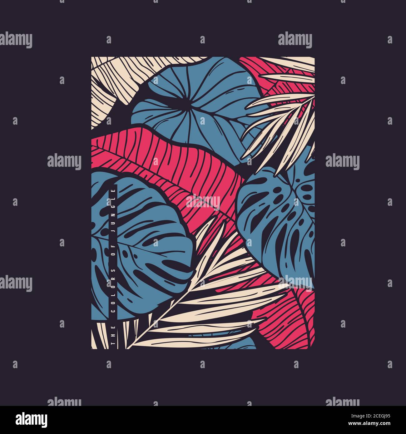 Vector hand drawn tropical illustration. T-shirt print, poster, cover ...