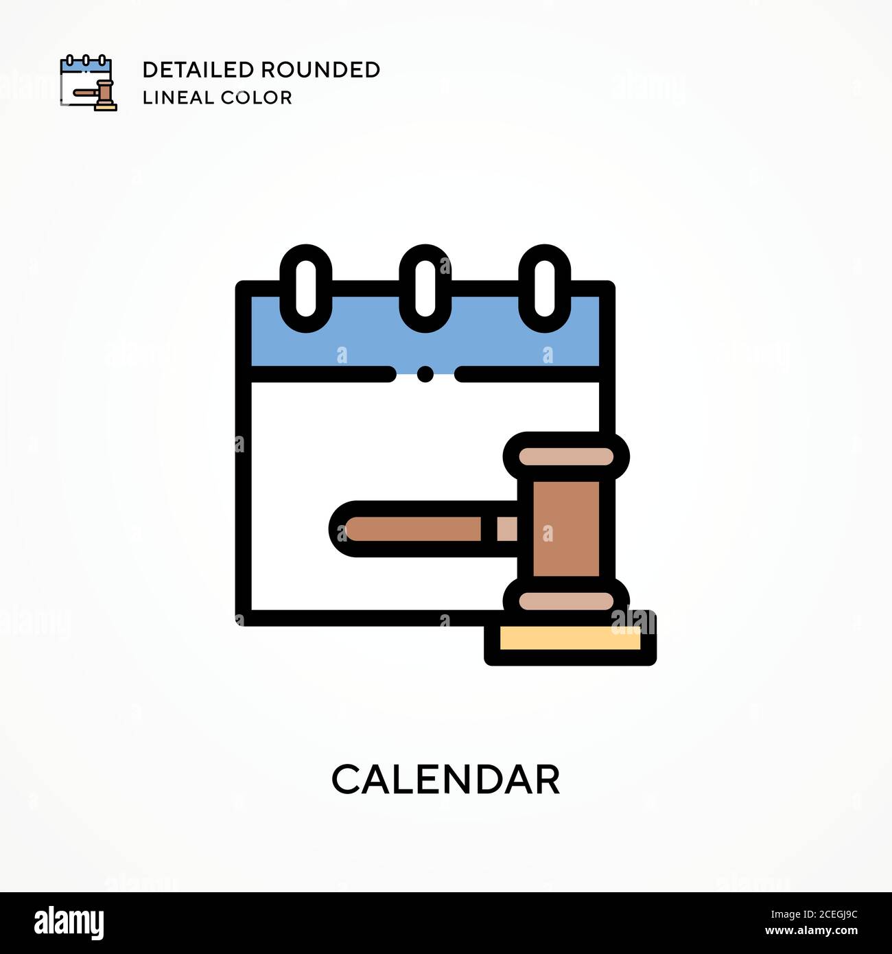 Calendar detailed rounded lineal color. Modern vector illustration ...