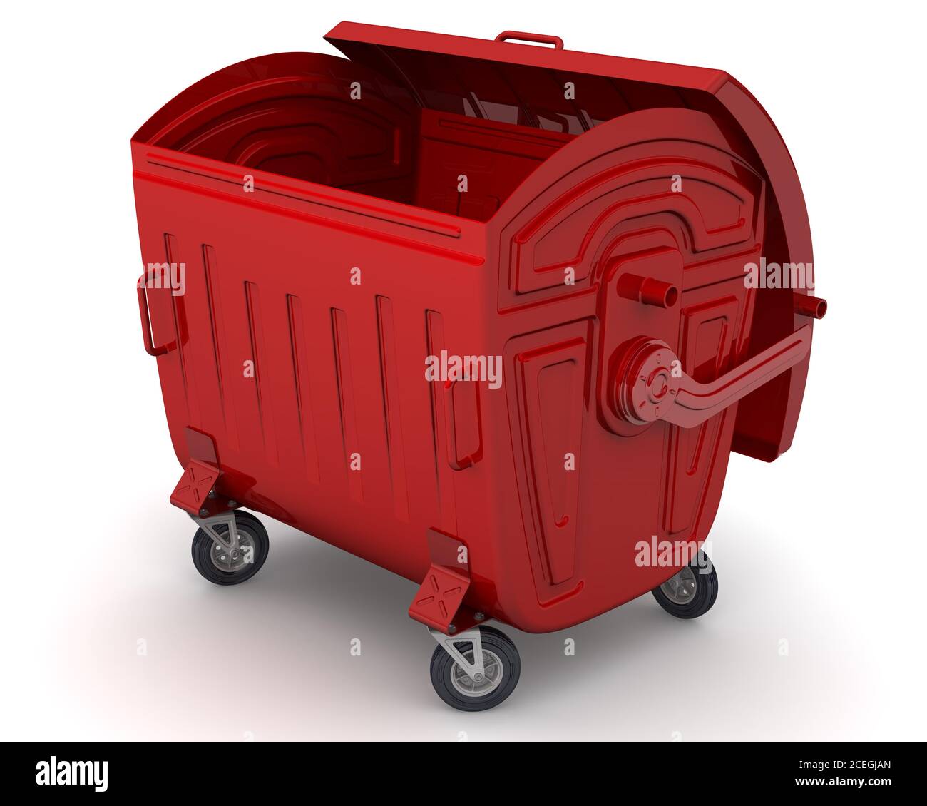Garbage Container Open Red Garbage Container On Wheels Standing On The