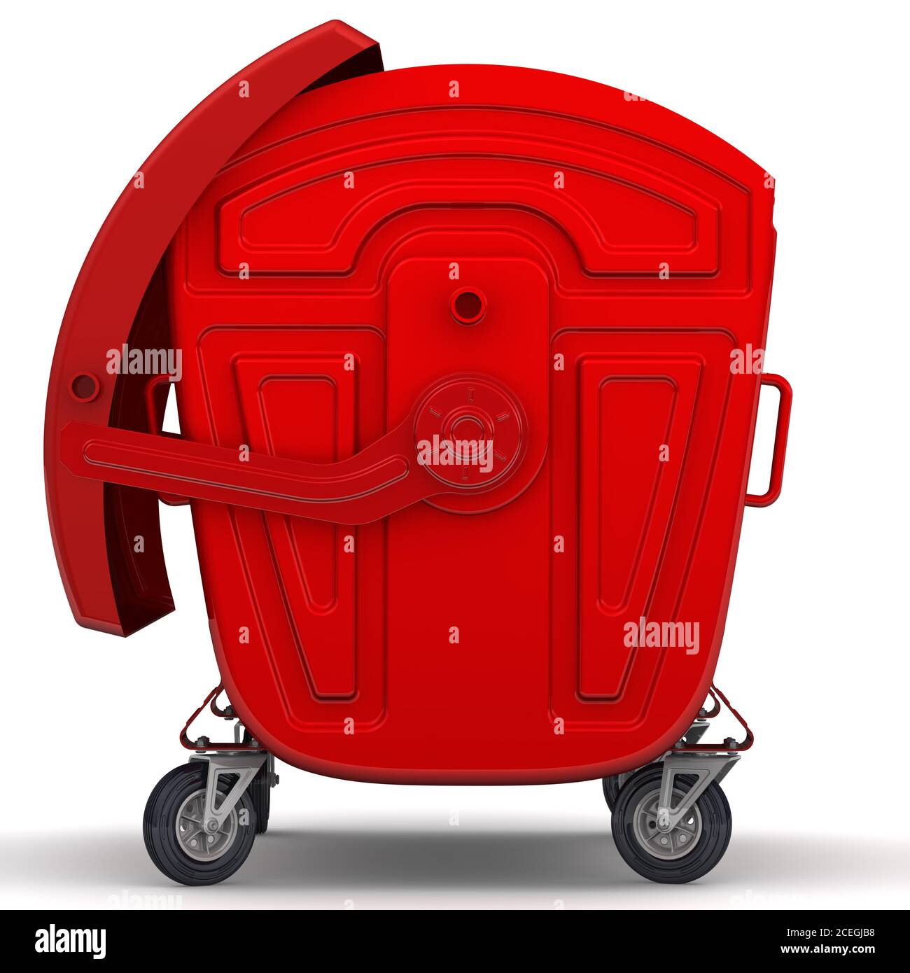 Garbage Container Open Red Garbage Container On Wheels Standing On The