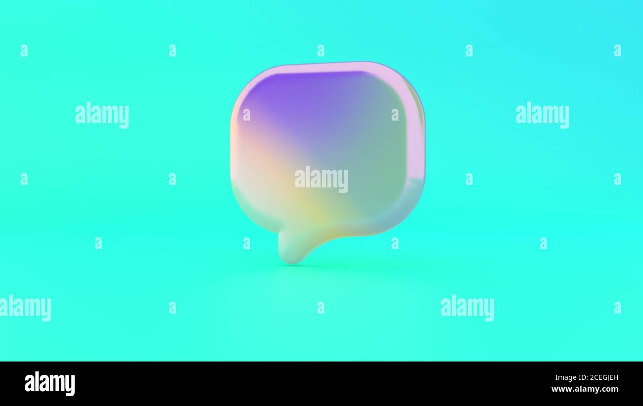 Colorful vibrant 3d rendering puffed symbol of rounded chat bubble left ...