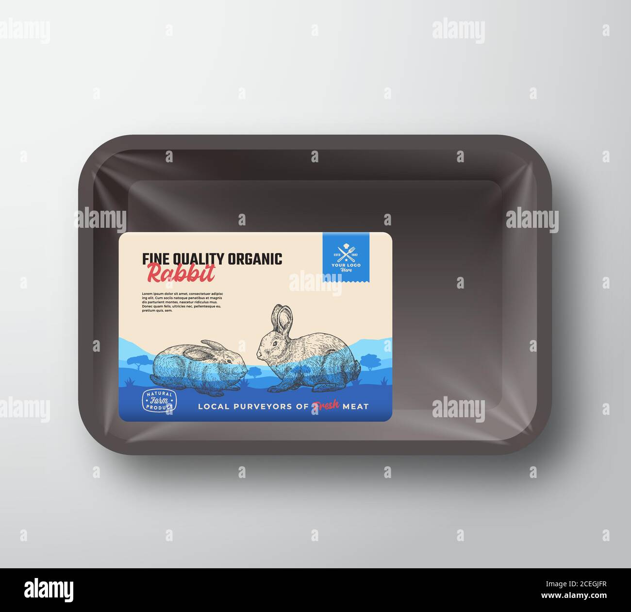 Fine Quality Organic Rabbit Meat. Abstract Vector Meat Plastic Tray ...