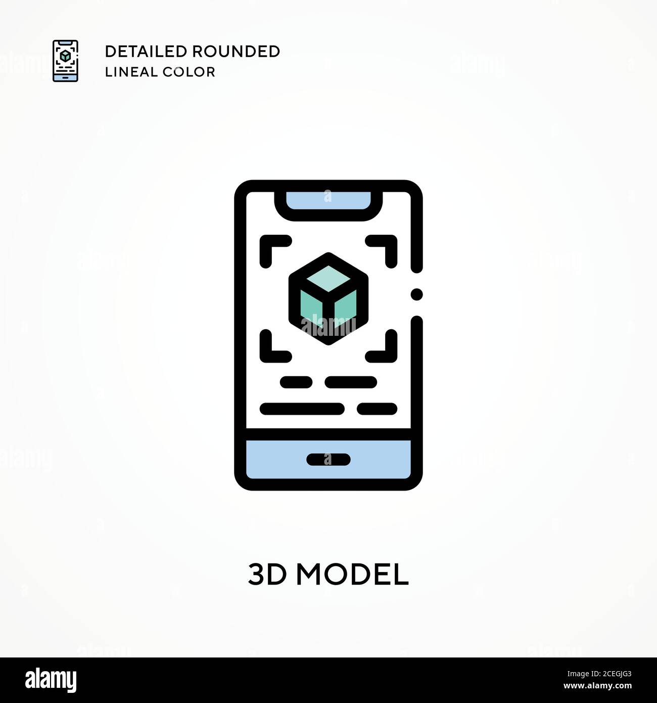 3d model detailed rounded lineal color. Modern vector illustration ...