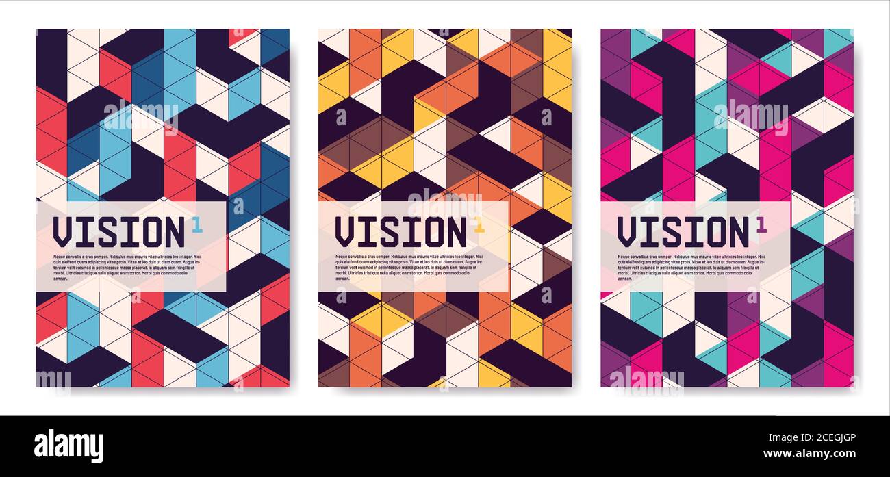 Set of isometric abstract covers, posters, background vector designs ...