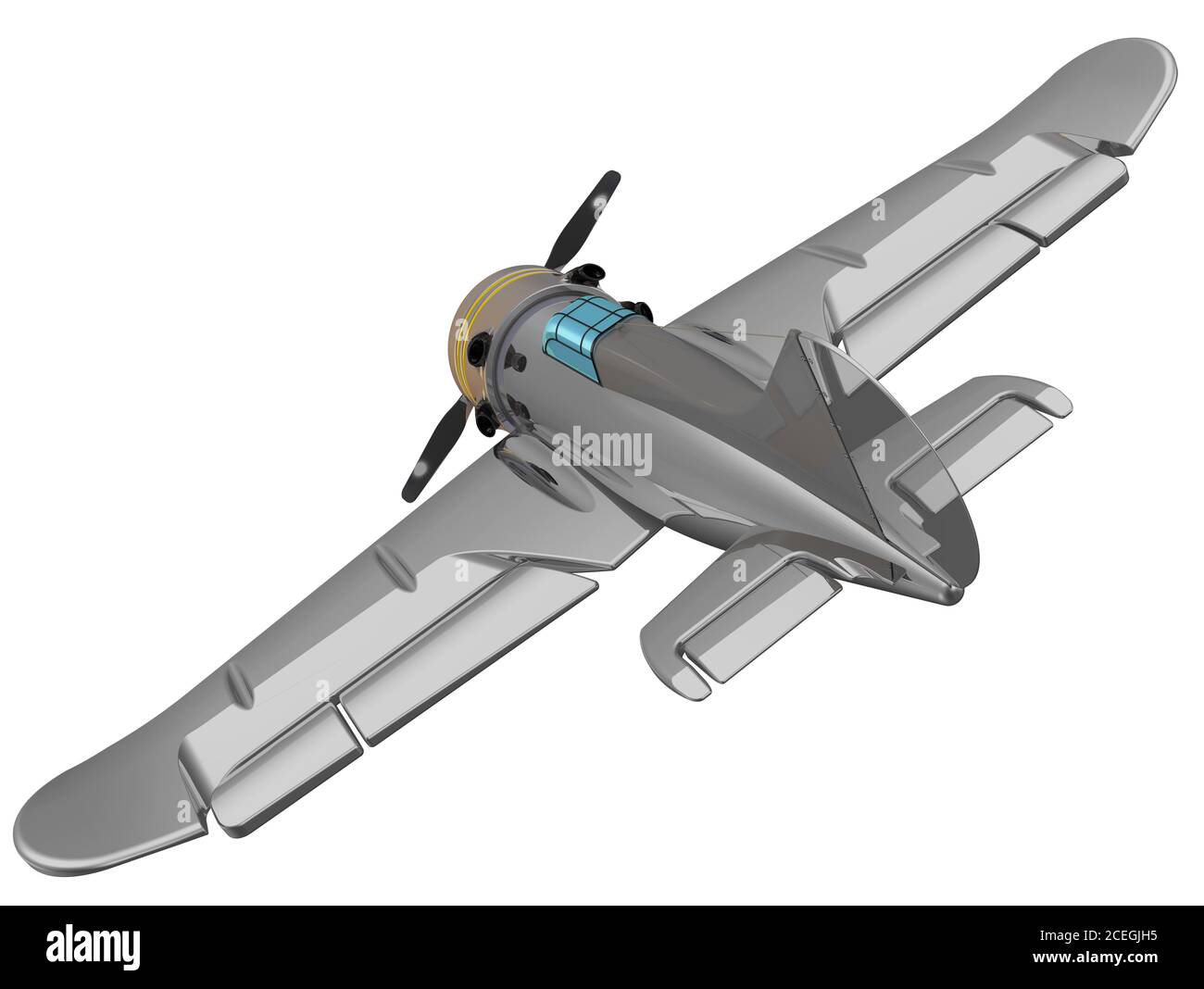 Airplane in flight. Grey propeller plane in flight on white background ...