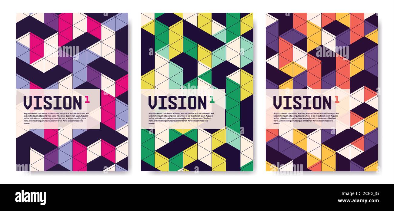 Set of isometric abstract covers, posters, background vector designs ...