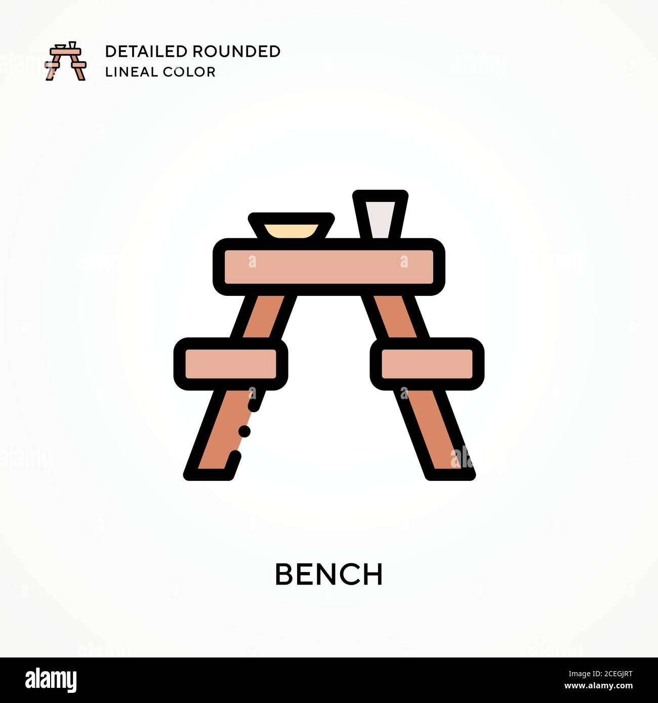 Bench detailed rounded lineal color. Modern vector illustration concepts. Easy to edit and ...