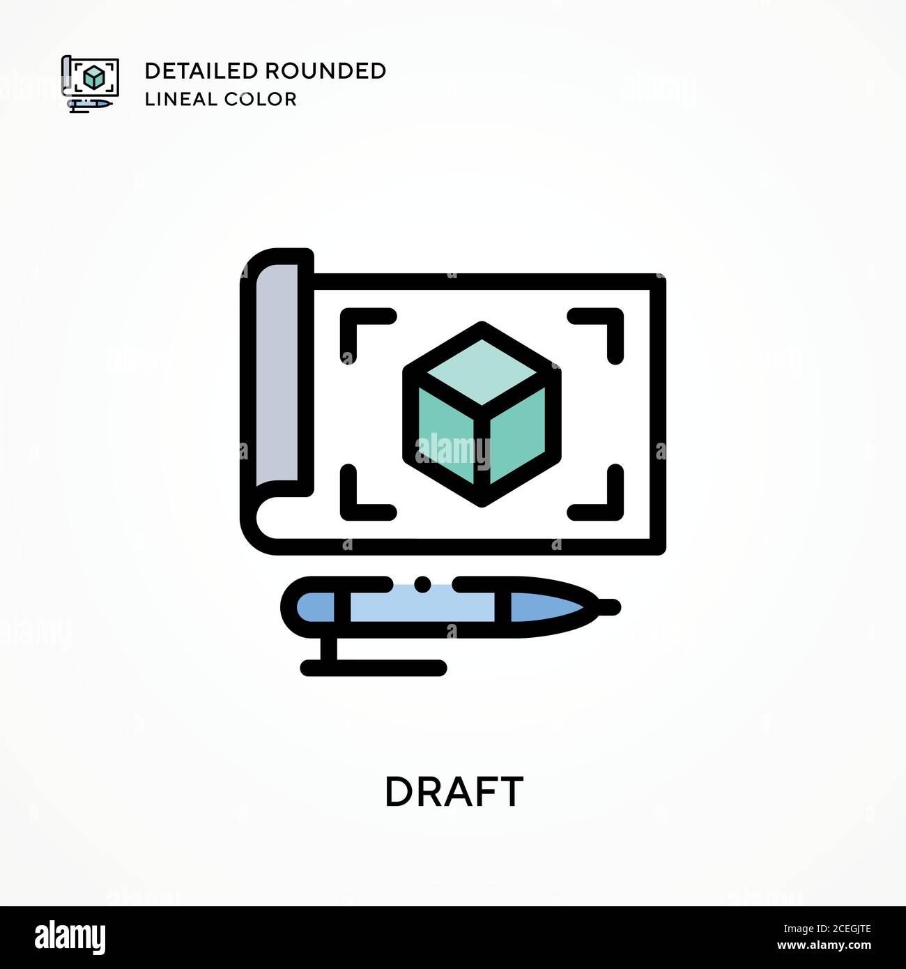 Draft detailed rounded lineal color. Modern vector illustration ...