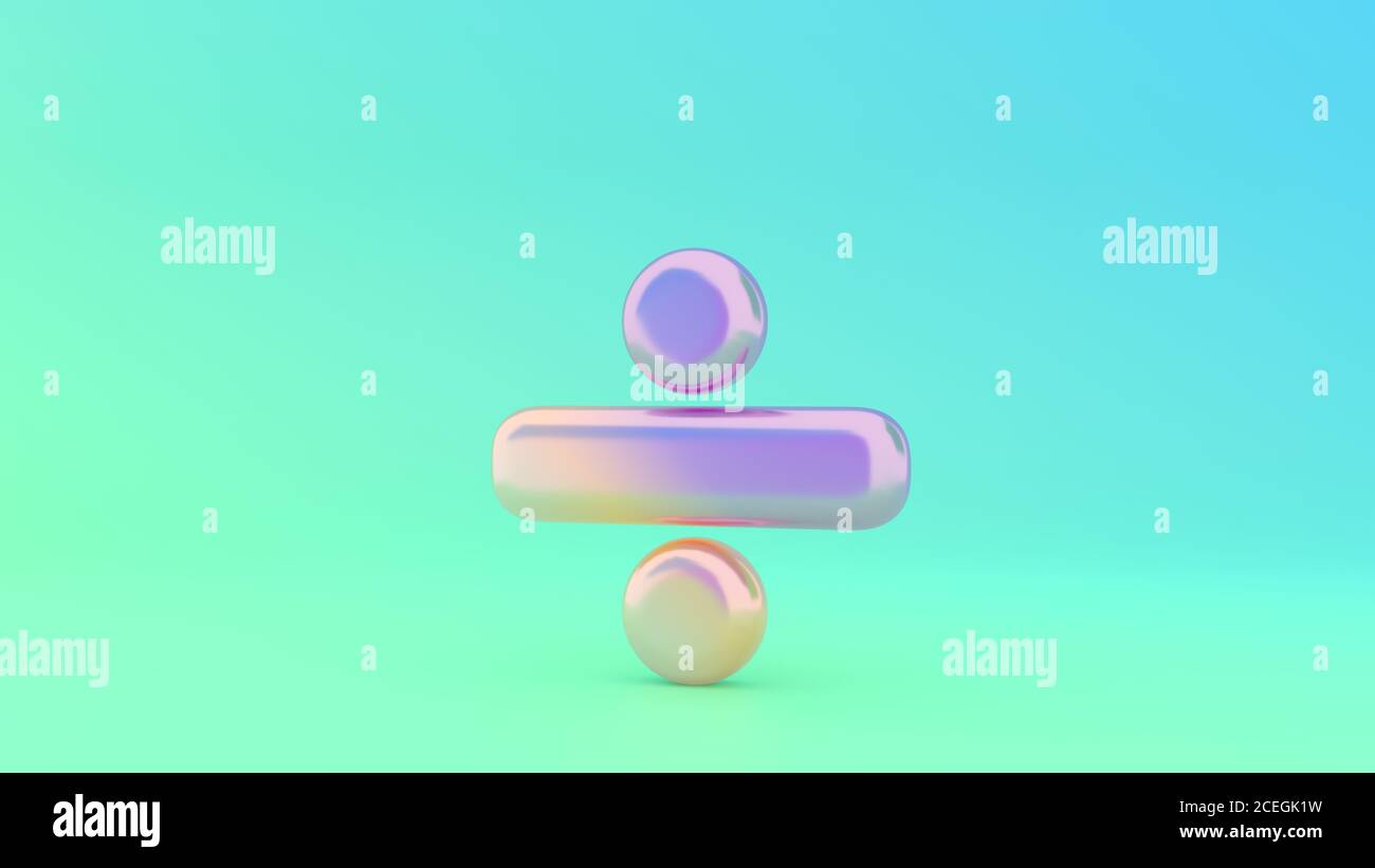 Colorful vibrant 3d rendering puffed symbol of divide symbol on colored ...