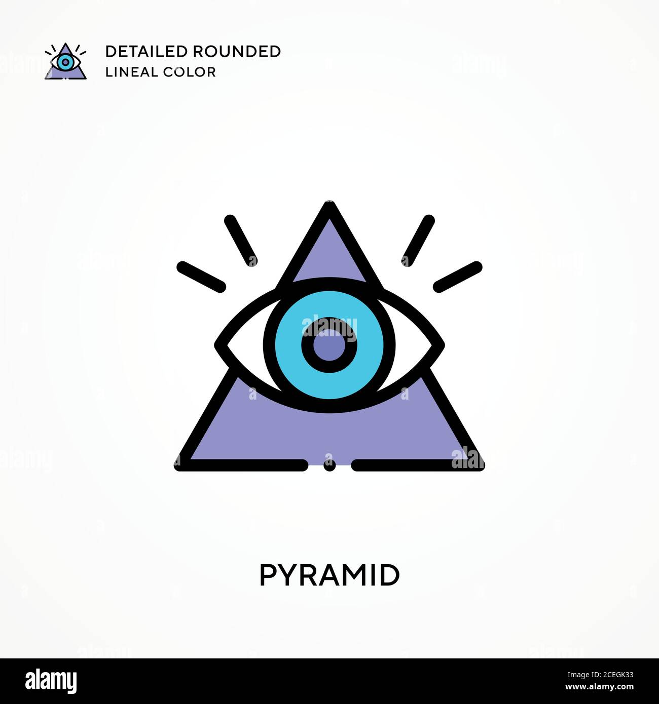 Pyramid detailed rounded lineal color. Modern vector illustration ...
